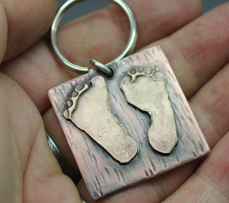 Custom Baby Footprint Keychain For New Dad - Made in Bronze & Copper ...