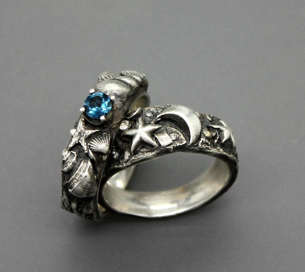 Handmade Sterling Silver And Blue Topaz Ocean Beach Statement Ring ...